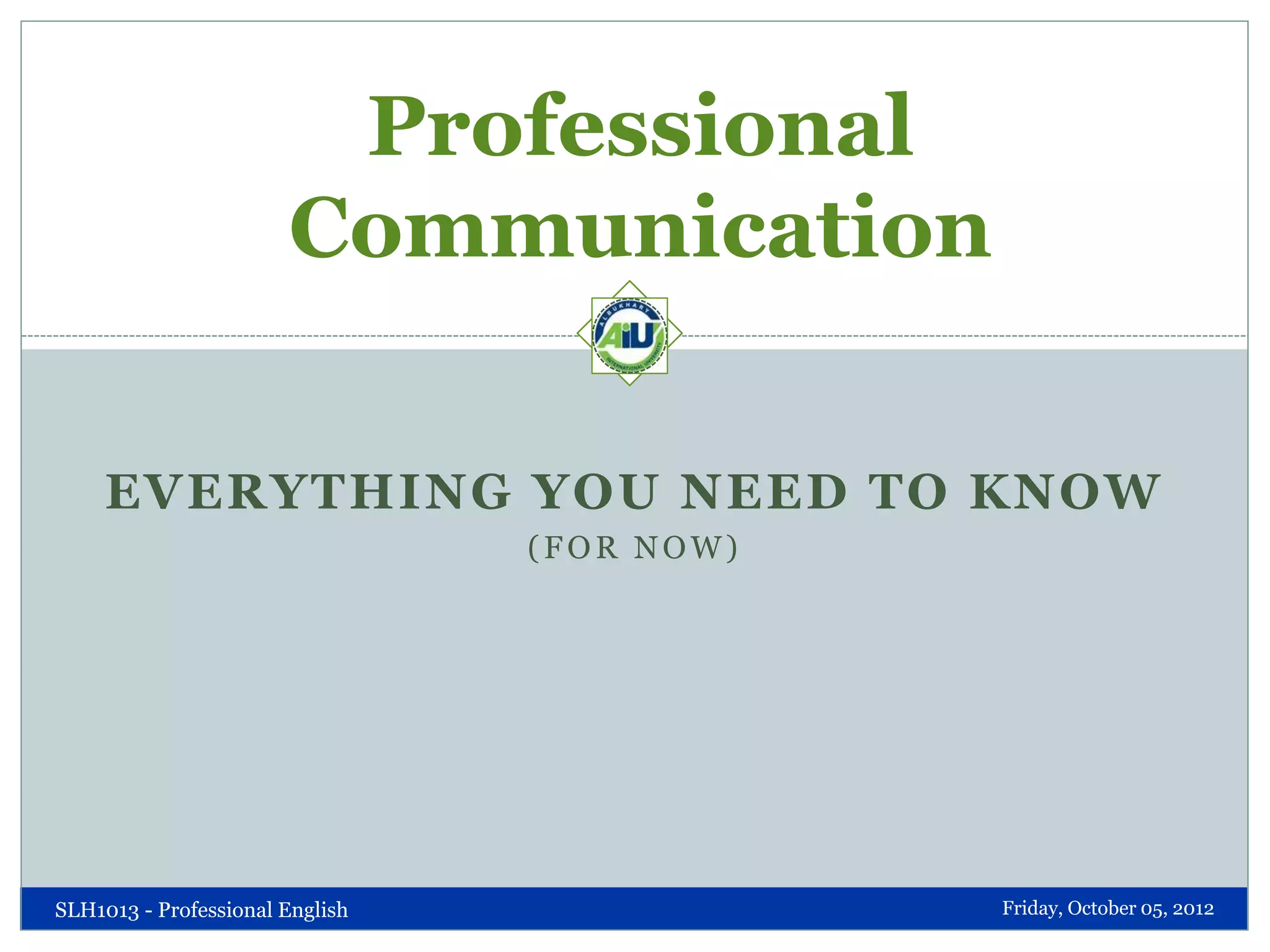Elements of Professional Communication | PDF