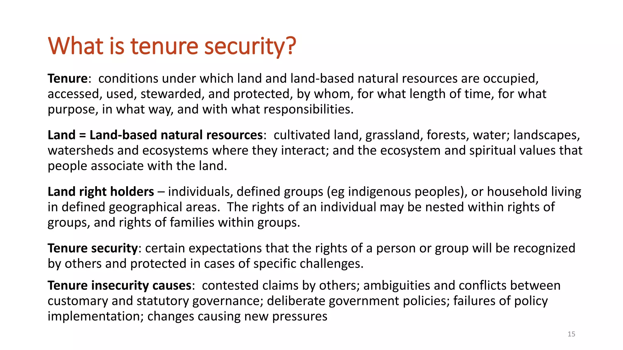 Tenure Security and Landscape Governance of Natural Resources | PDF