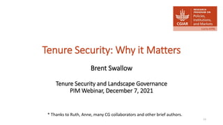 Tenure Security and Landscape Governance of Natural Resources | PPT