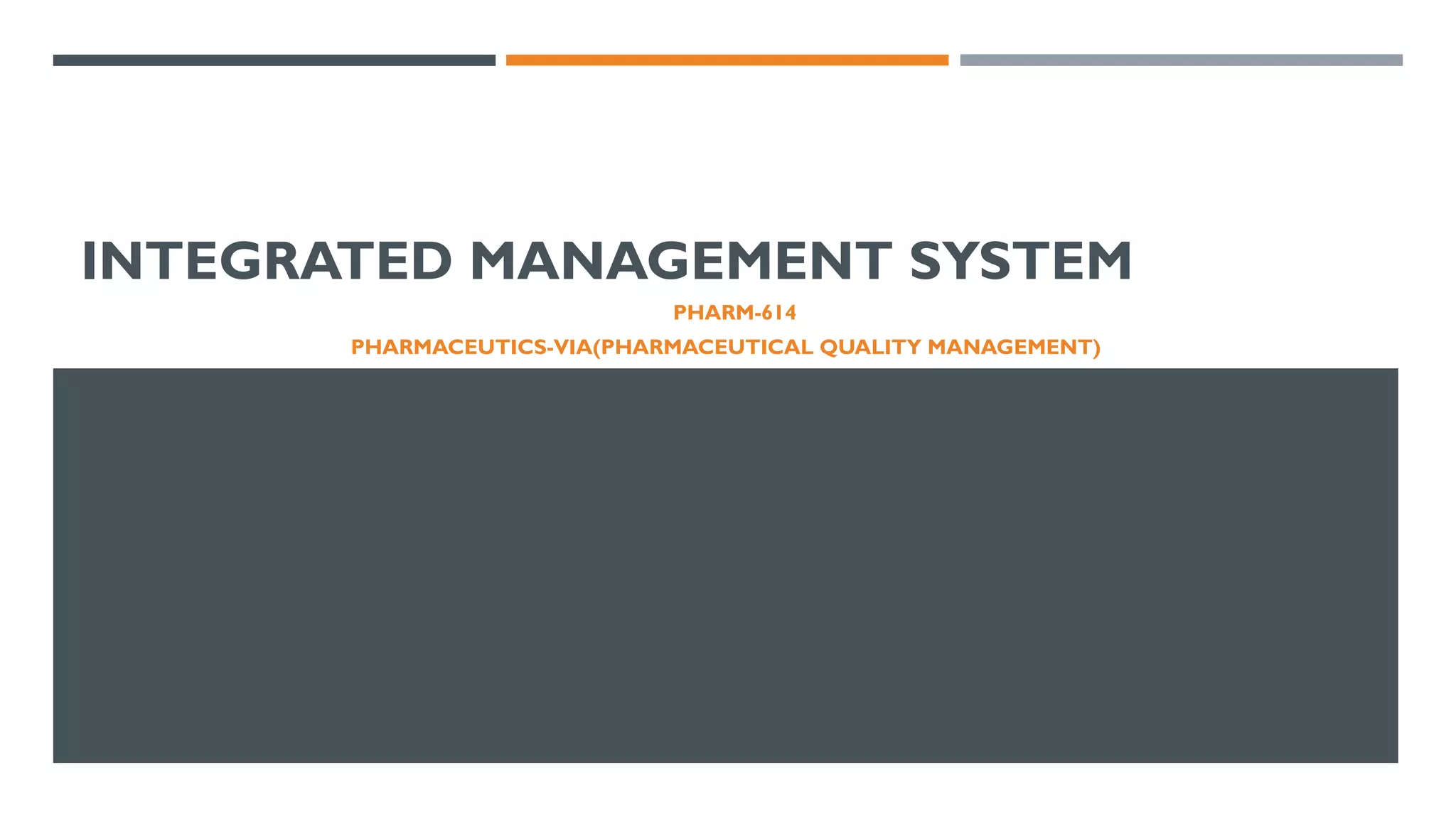 INTEGRATED MANAGEMENT SYSTEM IMS | PDF