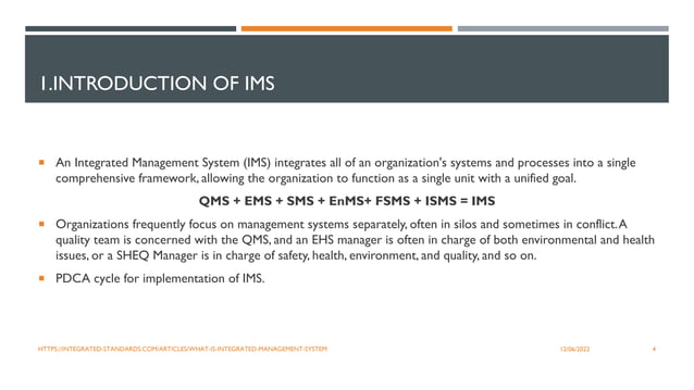 INTEGRATED MANAGEMENT SYSTEM IMS | PDF | Environmental Services Industry | Industries