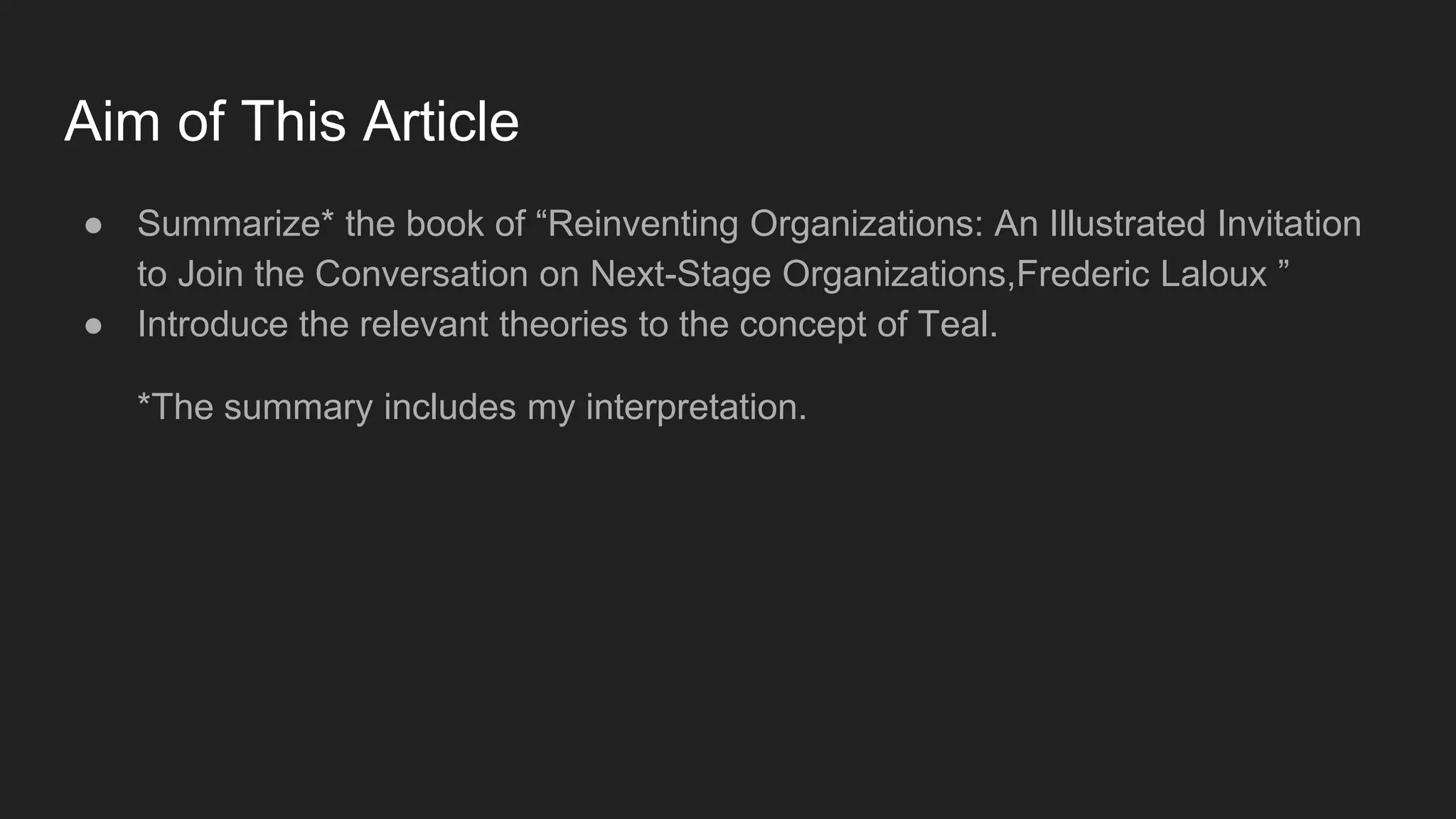 Summary of teal organization | PPTX