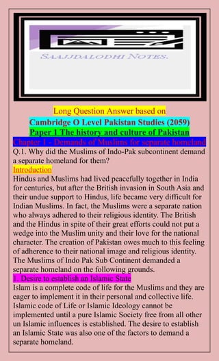 0 leve CODE#2059 The history and culture of Pakistan CHAPTER 1 Q1.docx