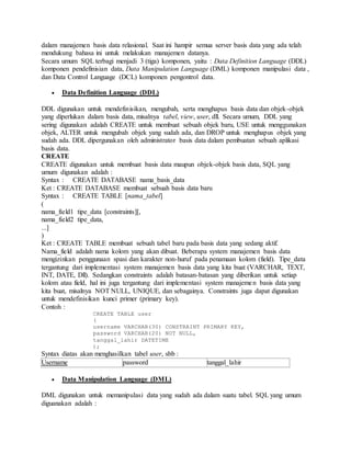 Basis data albert anak lorong | DOCX