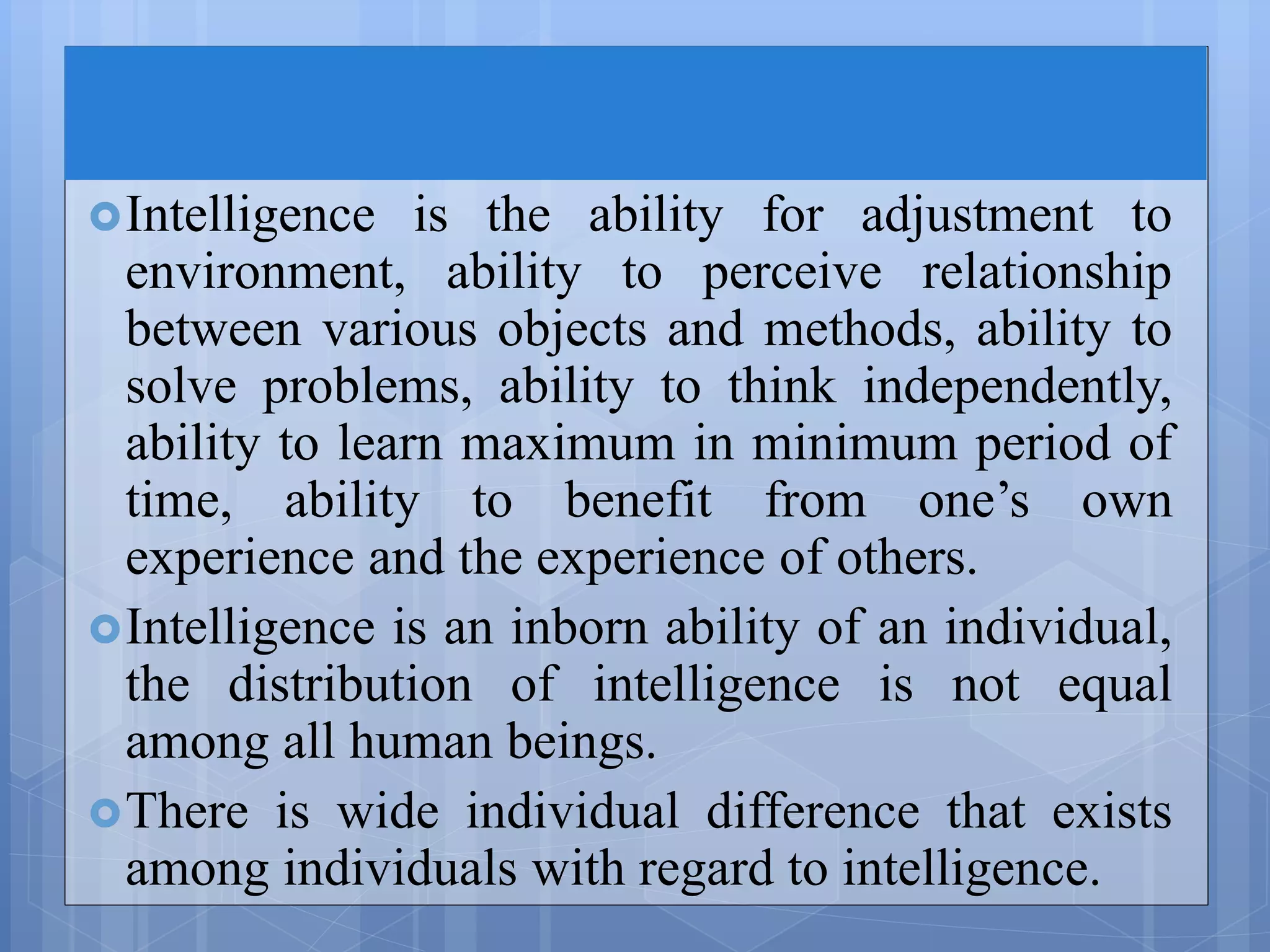 Intelligence meaning and types | PPTX
