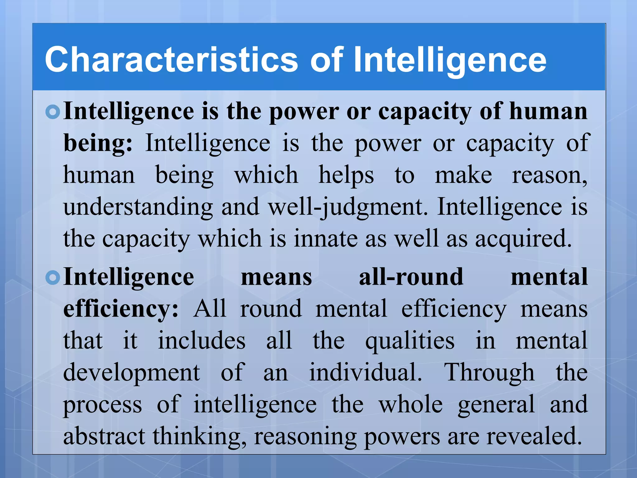 Intelligence meaning and types | PPTX