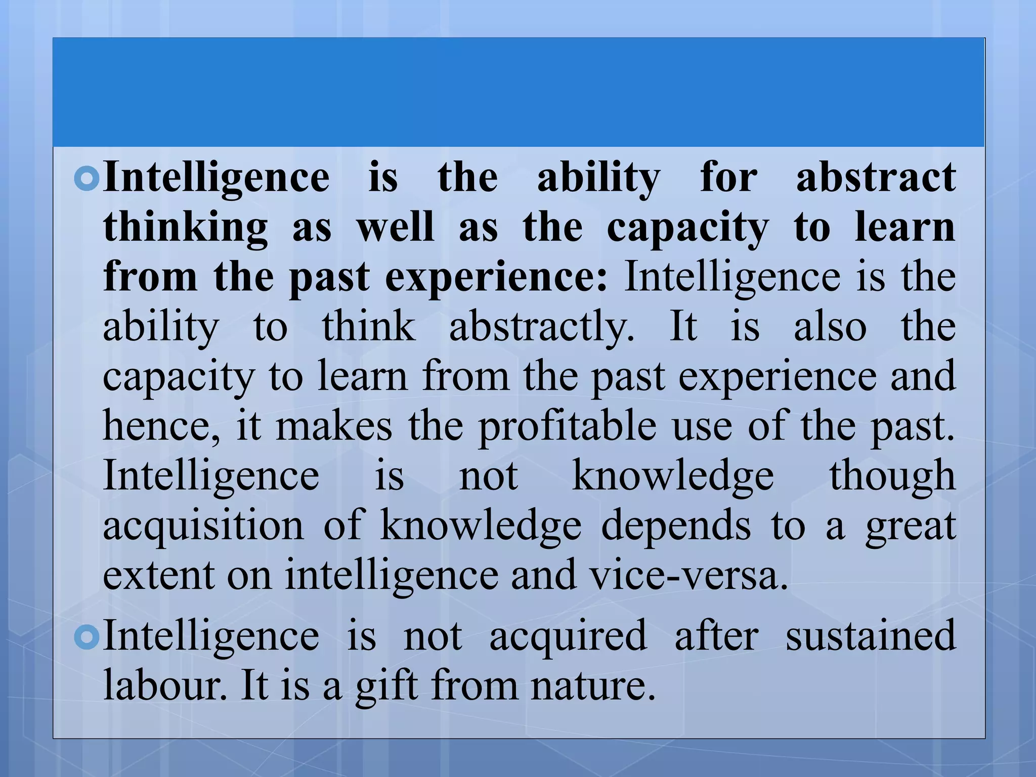 Intelligence meaning and types | PPTX
