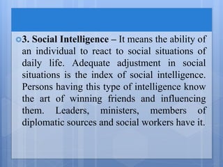 Intelligence meaning and types | PPTX