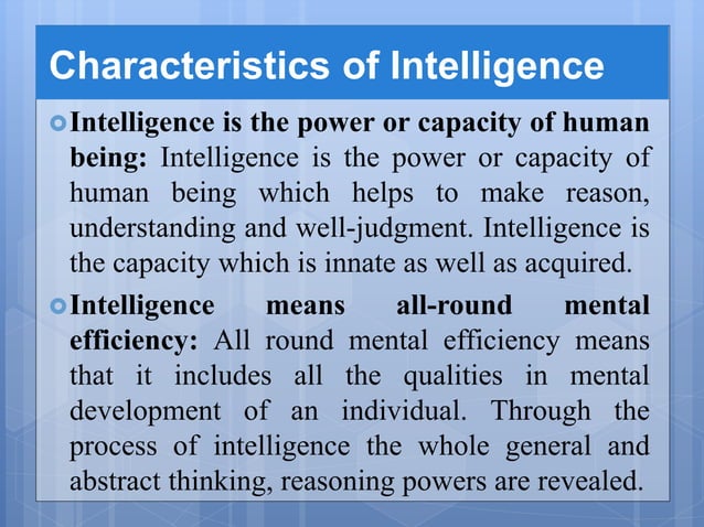 Intelligence meaning and types | PPTX