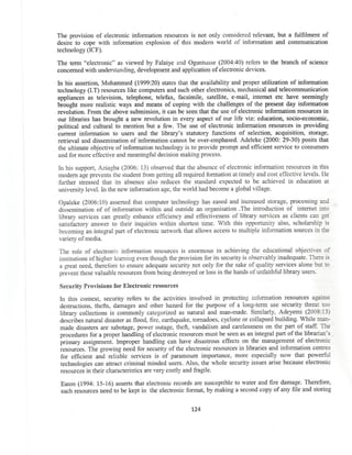 SECURITY NEEDS OF ELECTRONIC INFORMATION RESOURCES IN ACADEMIC LIBRARIES IN NIGERIA BY IDRIS ...