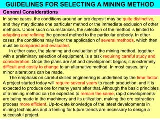 Guidlines for selecting mining methods for underground mining | PPT ...