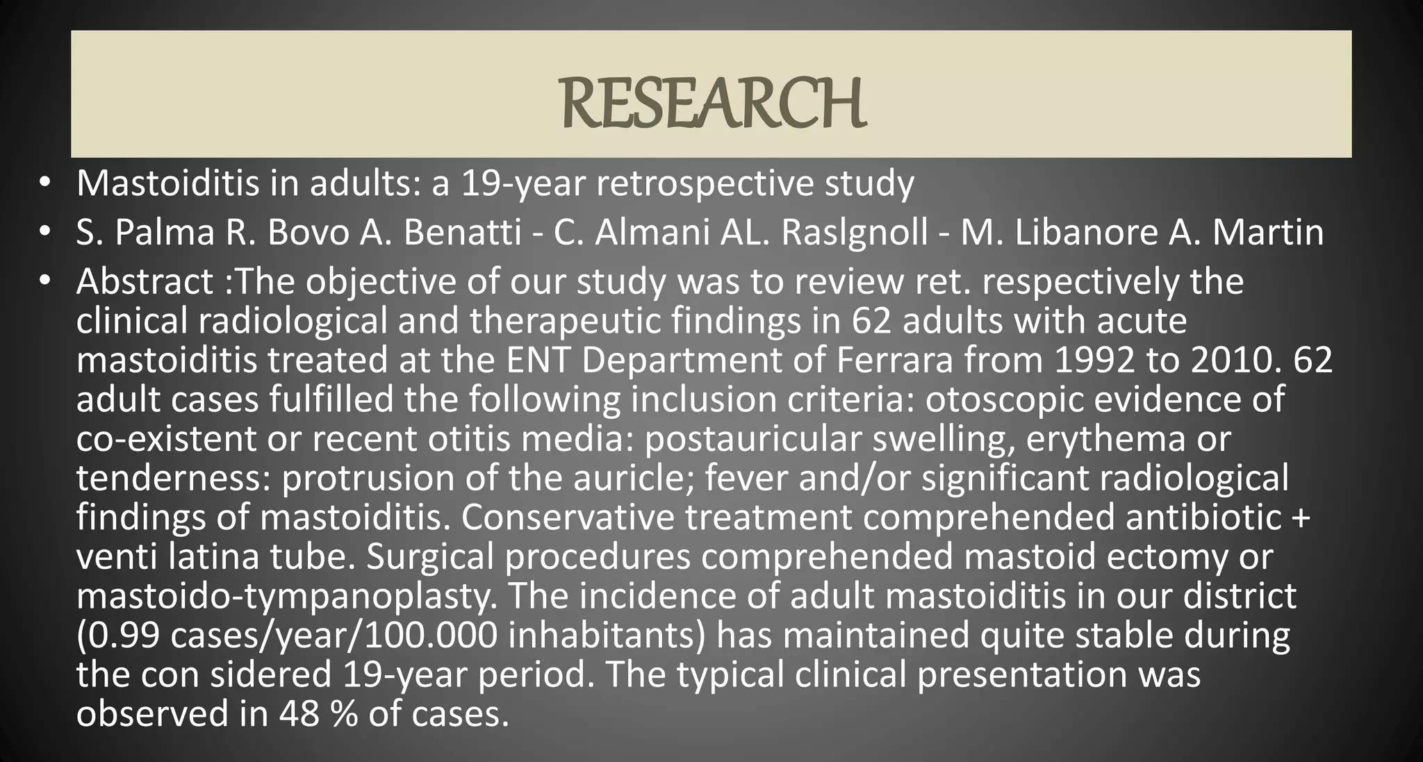 Mastoiditis - inflammation of mastoid bone | PPTX