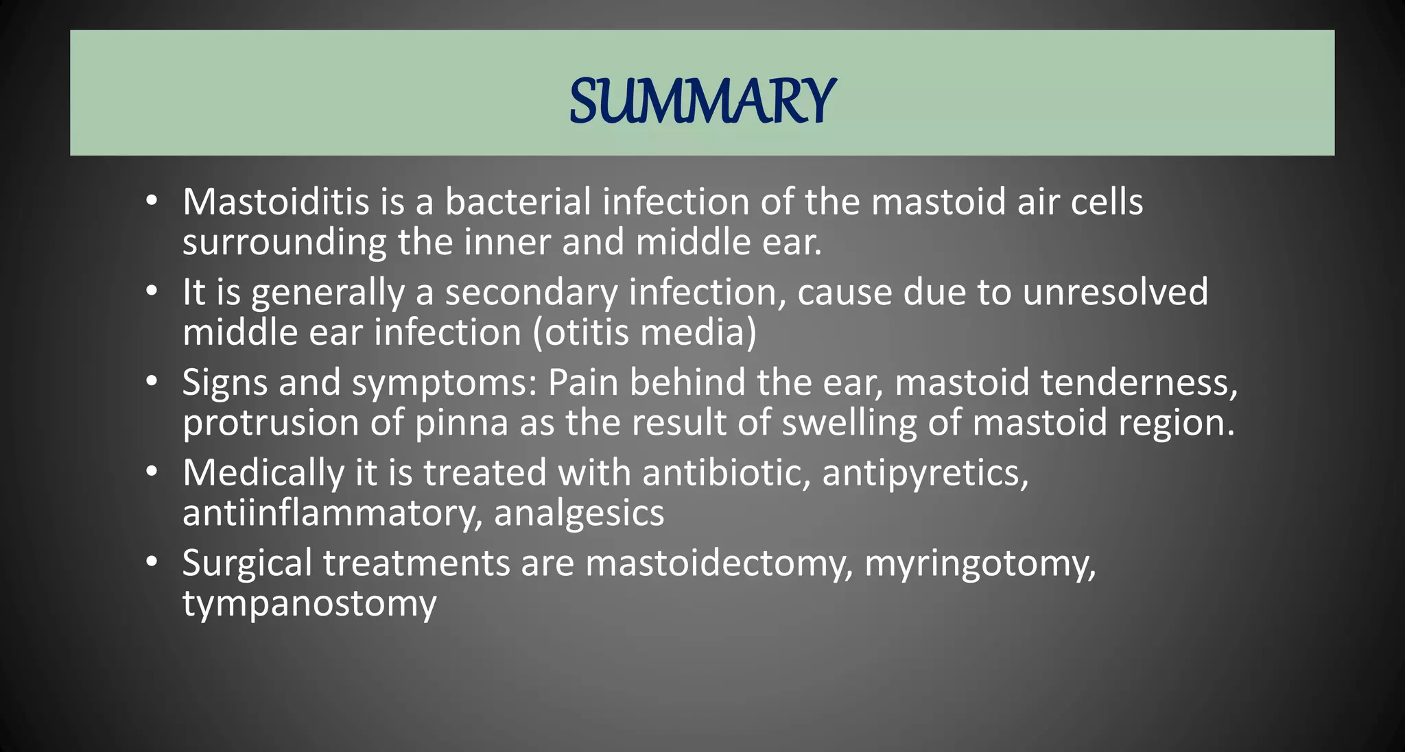 Mastoiditis - inflammation of mastoid bone | PPTX