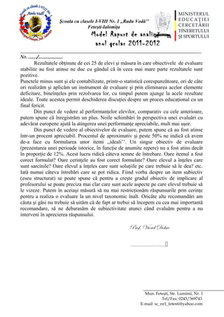 0 model raport_de_analiza_test_de_evaluare_initiala_20112012_istorie | DOC
