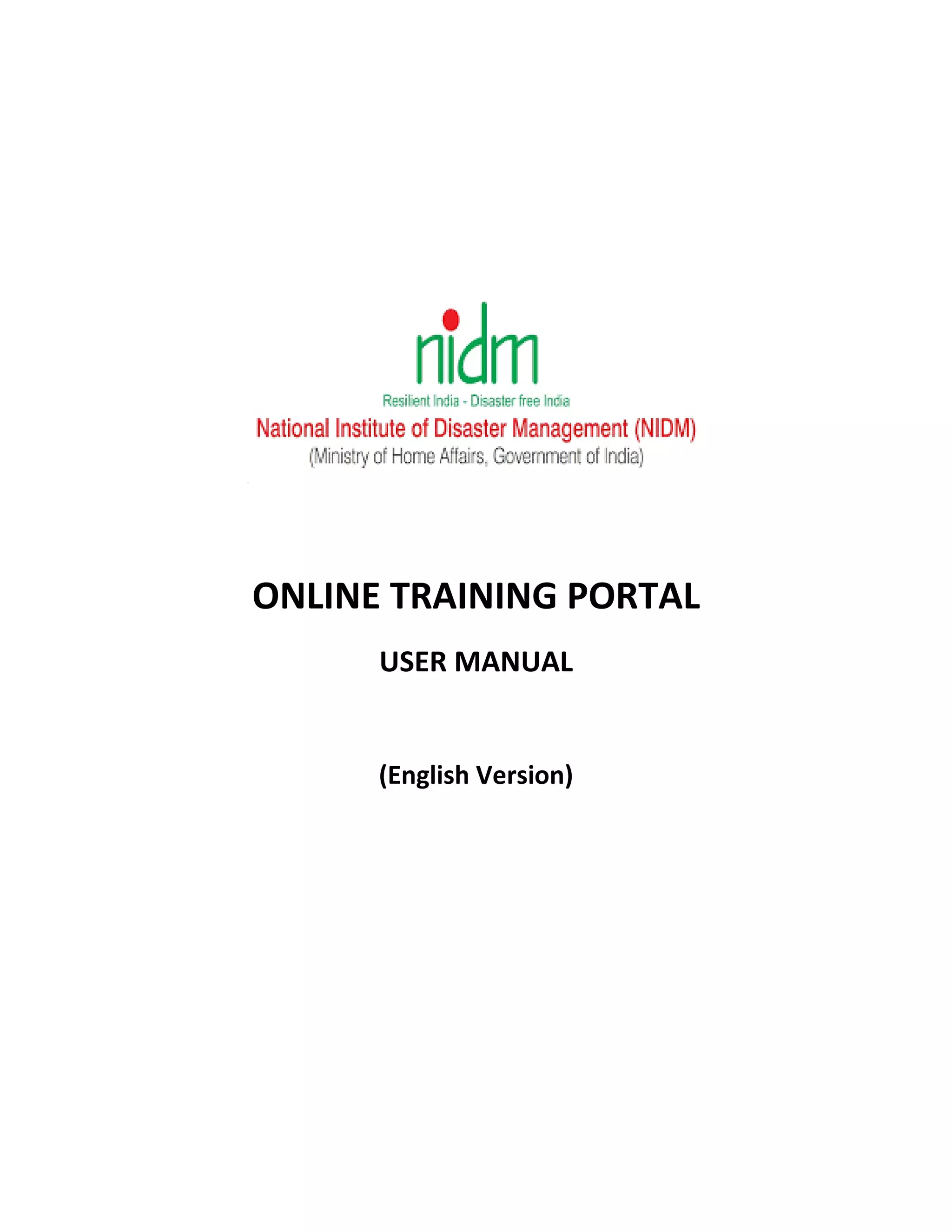 NIDM TRAINING PORTAL USER MANUAL | PDF