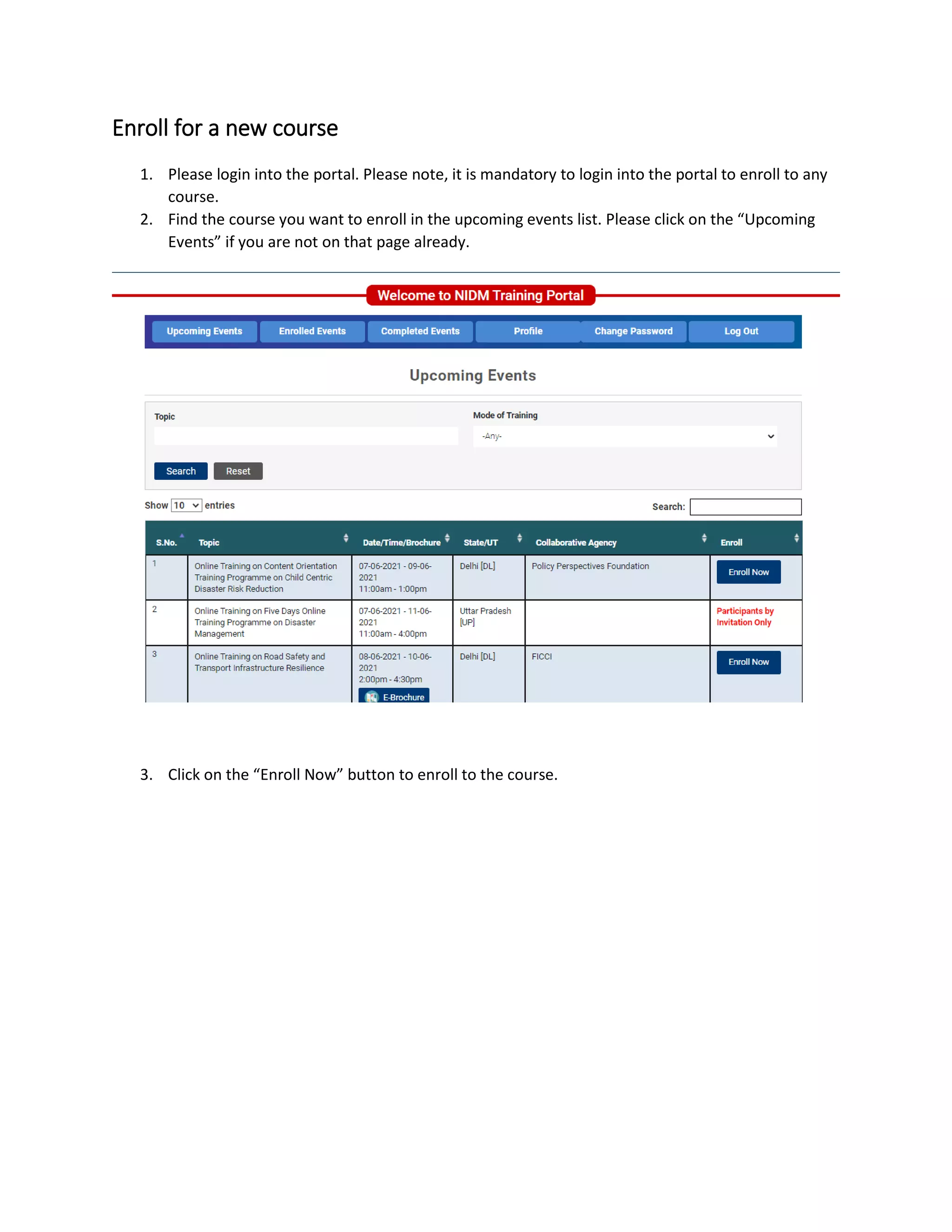 NIDM TRAINING PORTAL USER MANUAL | PDF
