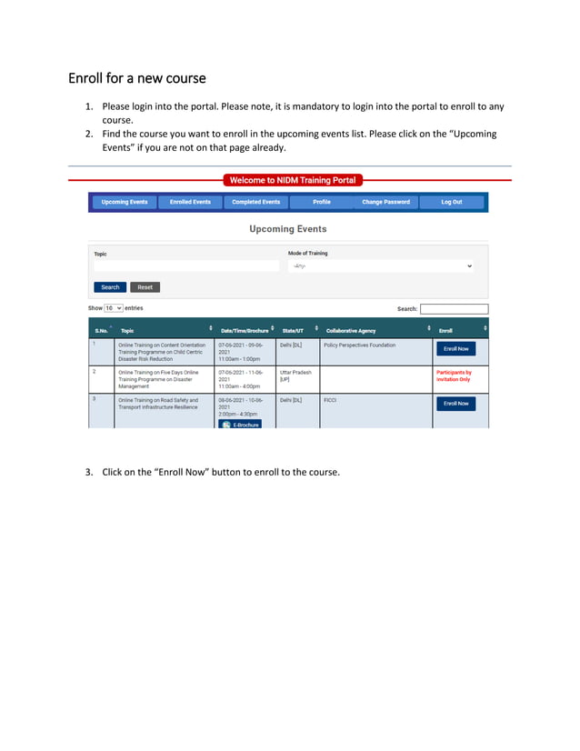 NIDM TRAINING PORTAL USER MANUAL | PDF