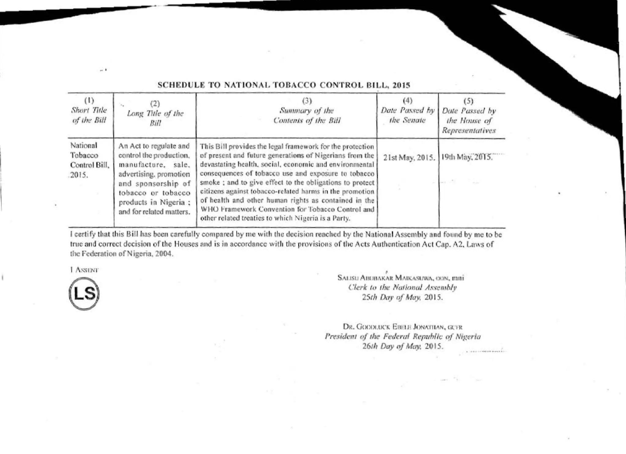 0 nigerian tobacco control act 2015 | PDF
