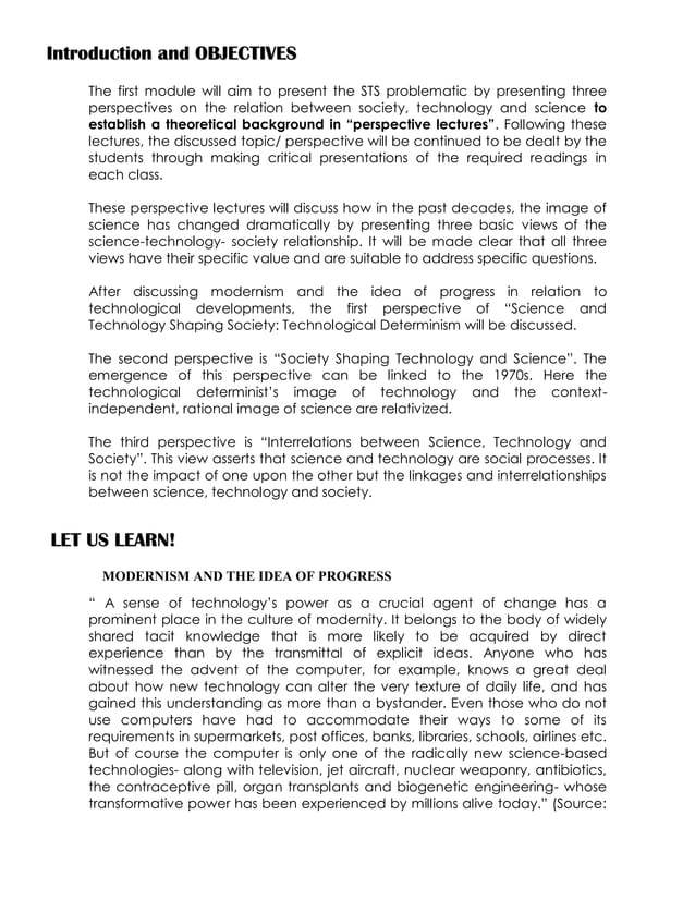SCIENCE TECHNOLOGY AND SOCIETY MODULE 1 | PDF | Science