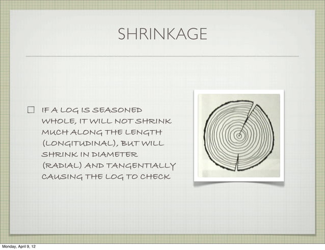 Wood working basics and shrinkage types | PPT
