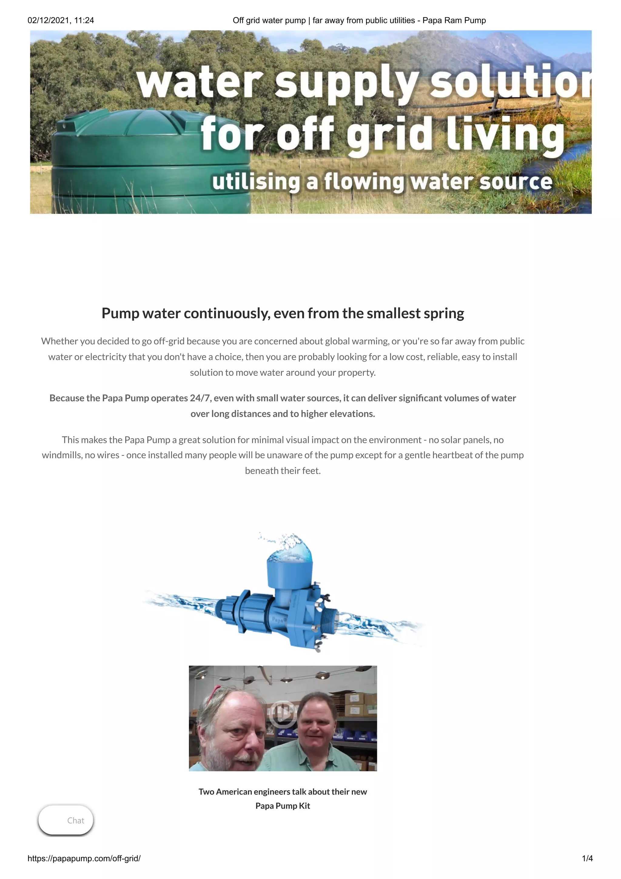 papa pump off grid water pump far away from public utilities - papa ram ...