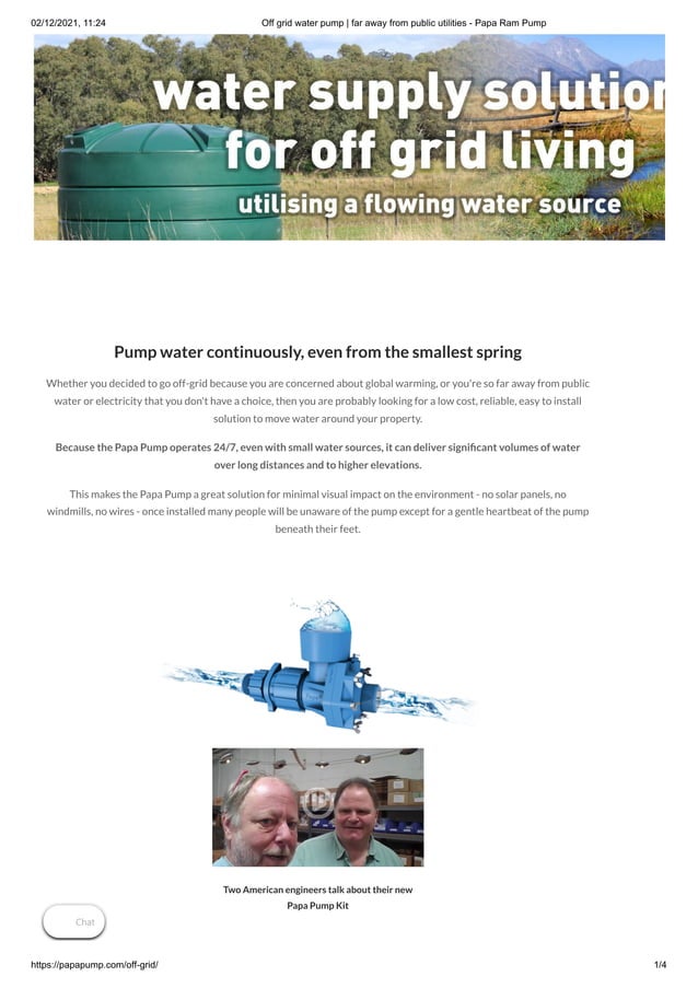 papa pump off grid water pump far away from public utilities - papa ram ...