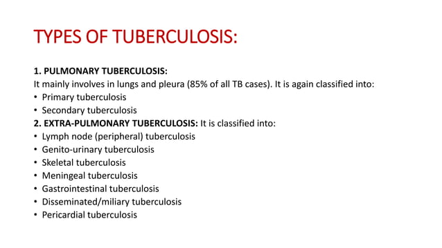 Pathophysiology and clinical management of tuberculosis | PPTX | Lung ...