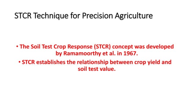 STCR Technique for Precision Agriculture | PPTX