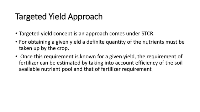 STCR Technique for Precision Agriculture | PPTX