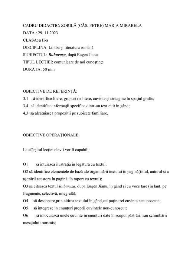 Proiect didactic Limba si literatura romana | PDF