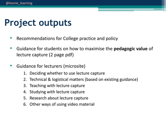 Lecture capture project overview | PPT