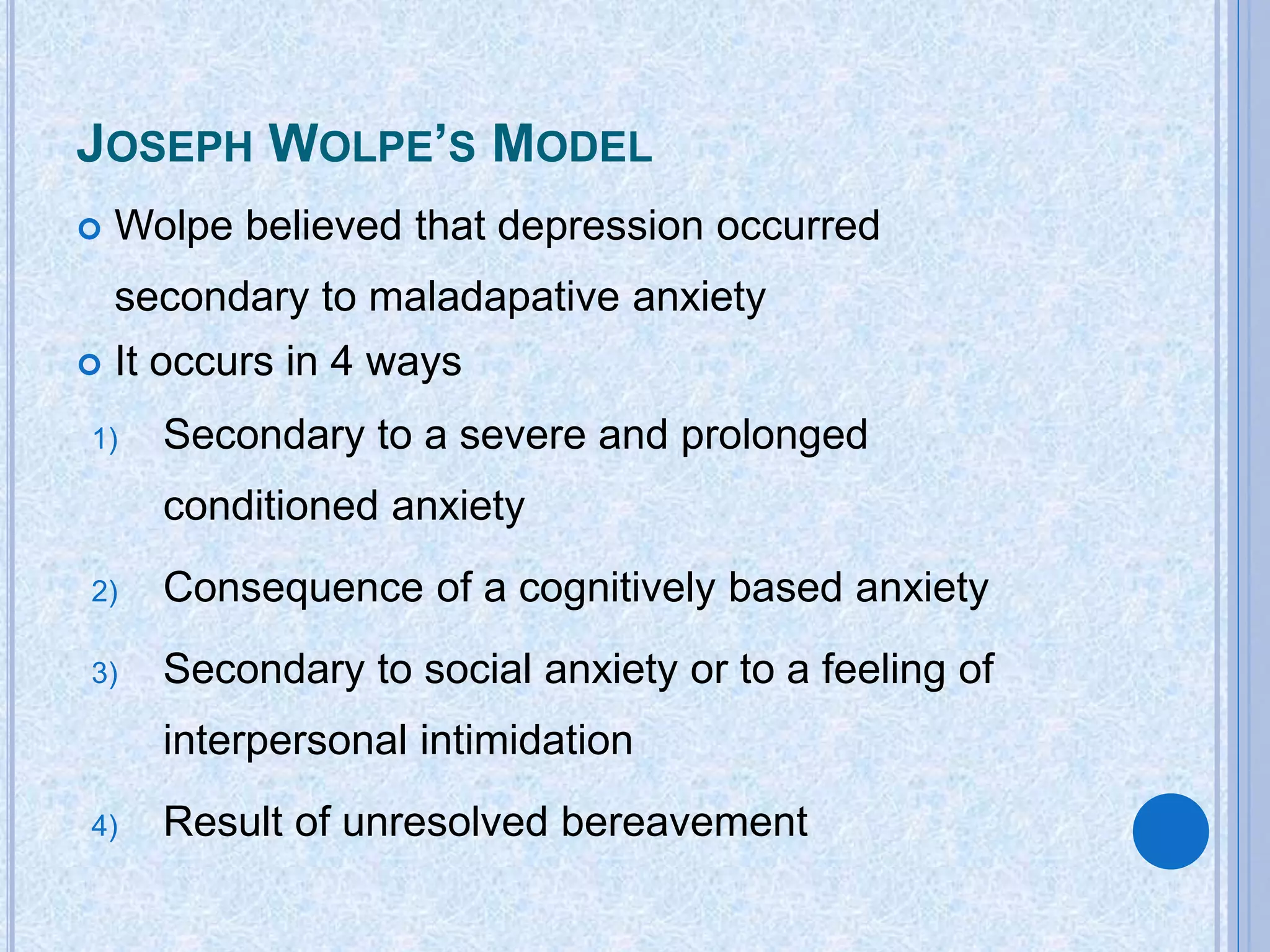 0 psychological models of depression | PPTX