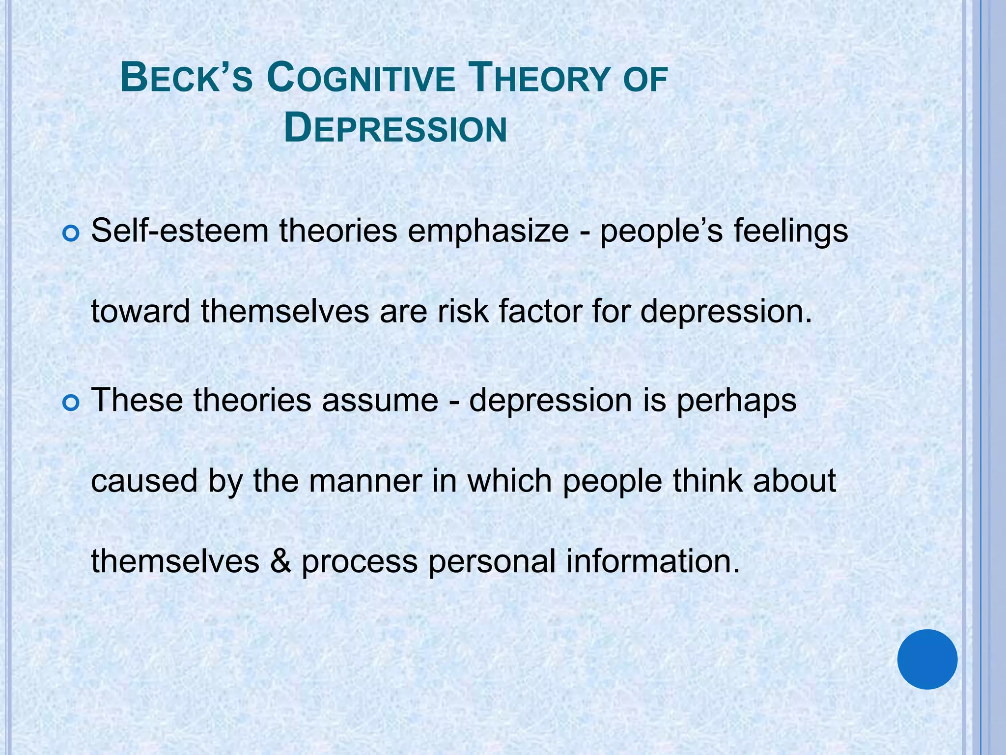 0 psychological models of depression | PPTX