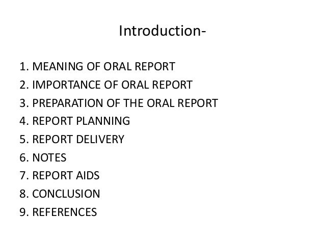 Oral Report (Research)
