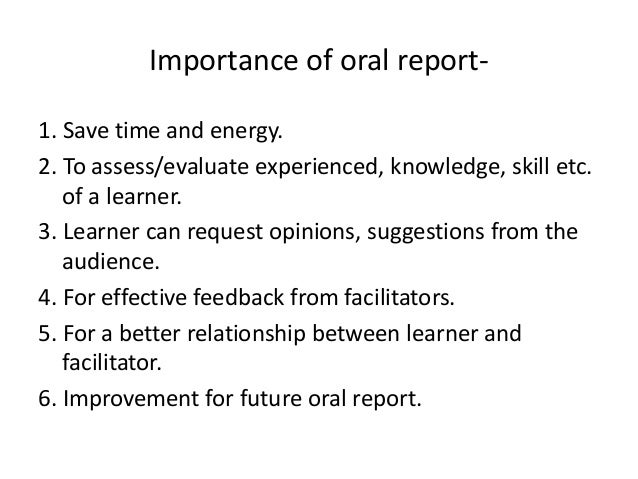 Oral Report (Research)