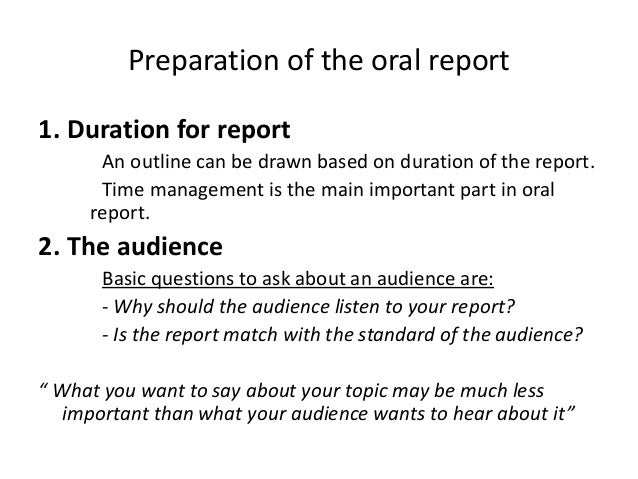 Oral Report (Research)