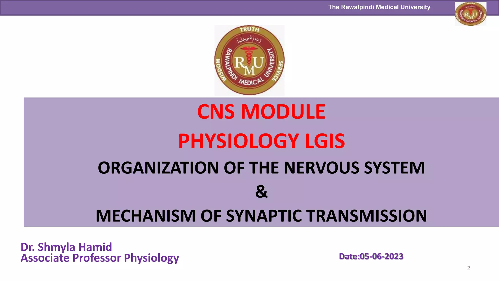 0rganization of nervous system & mechanism of synaptic transmission ...