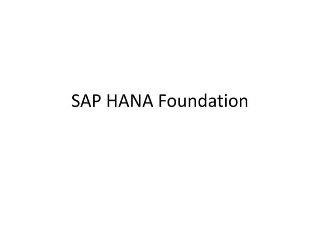 SAP HANA Architecture Overview | SAP HANA Tutorial | PDF | Databases | Computer Software and ...