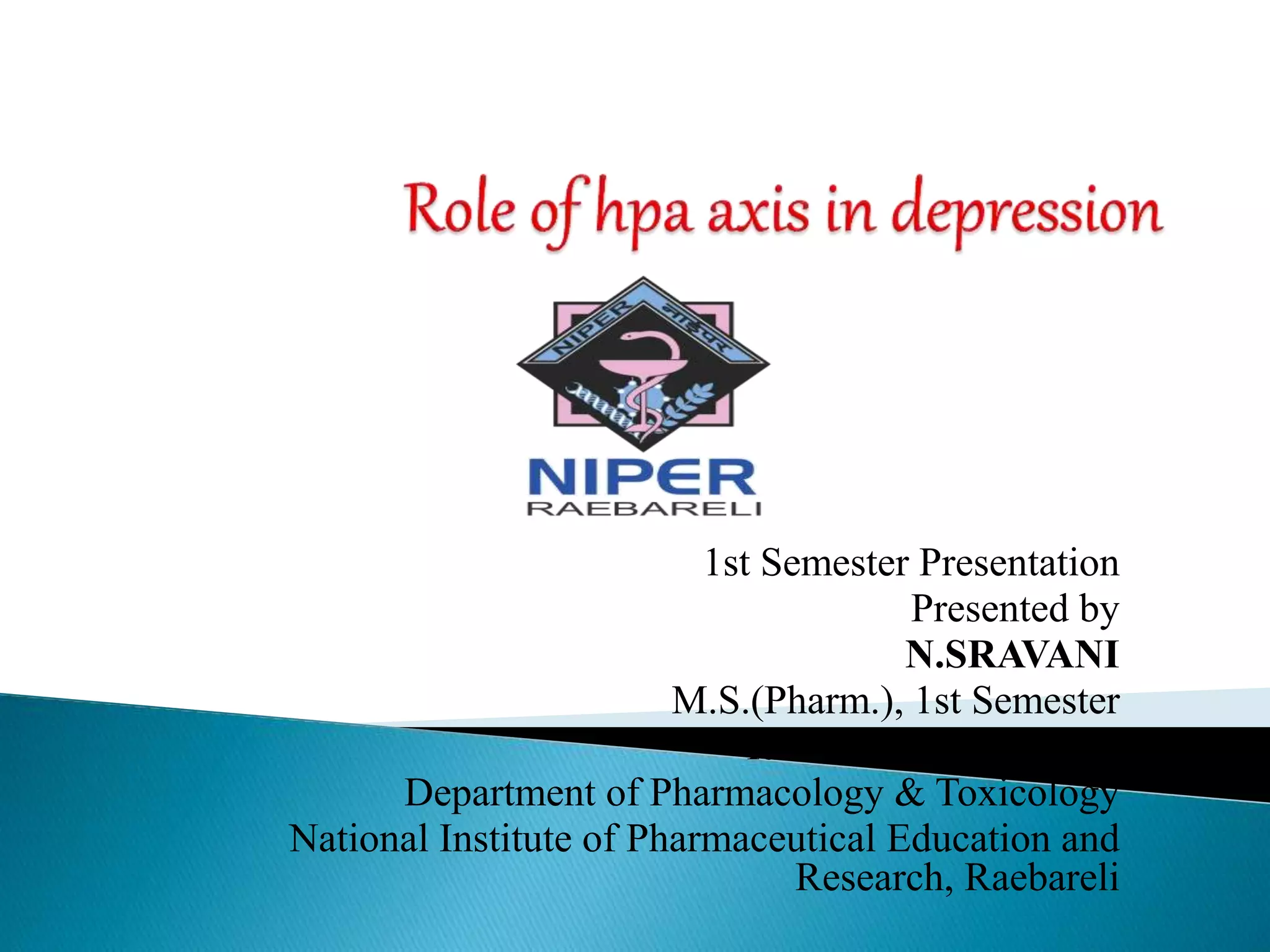 Role of hpa Axis in Depression ppt (1) | PPTX