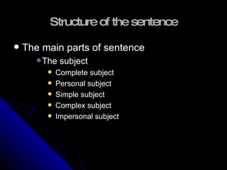 0 Structure Of The Sentence | PPT