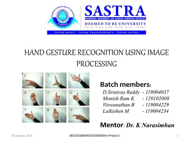Hand Gesture Recognition using Image Processing | PPT