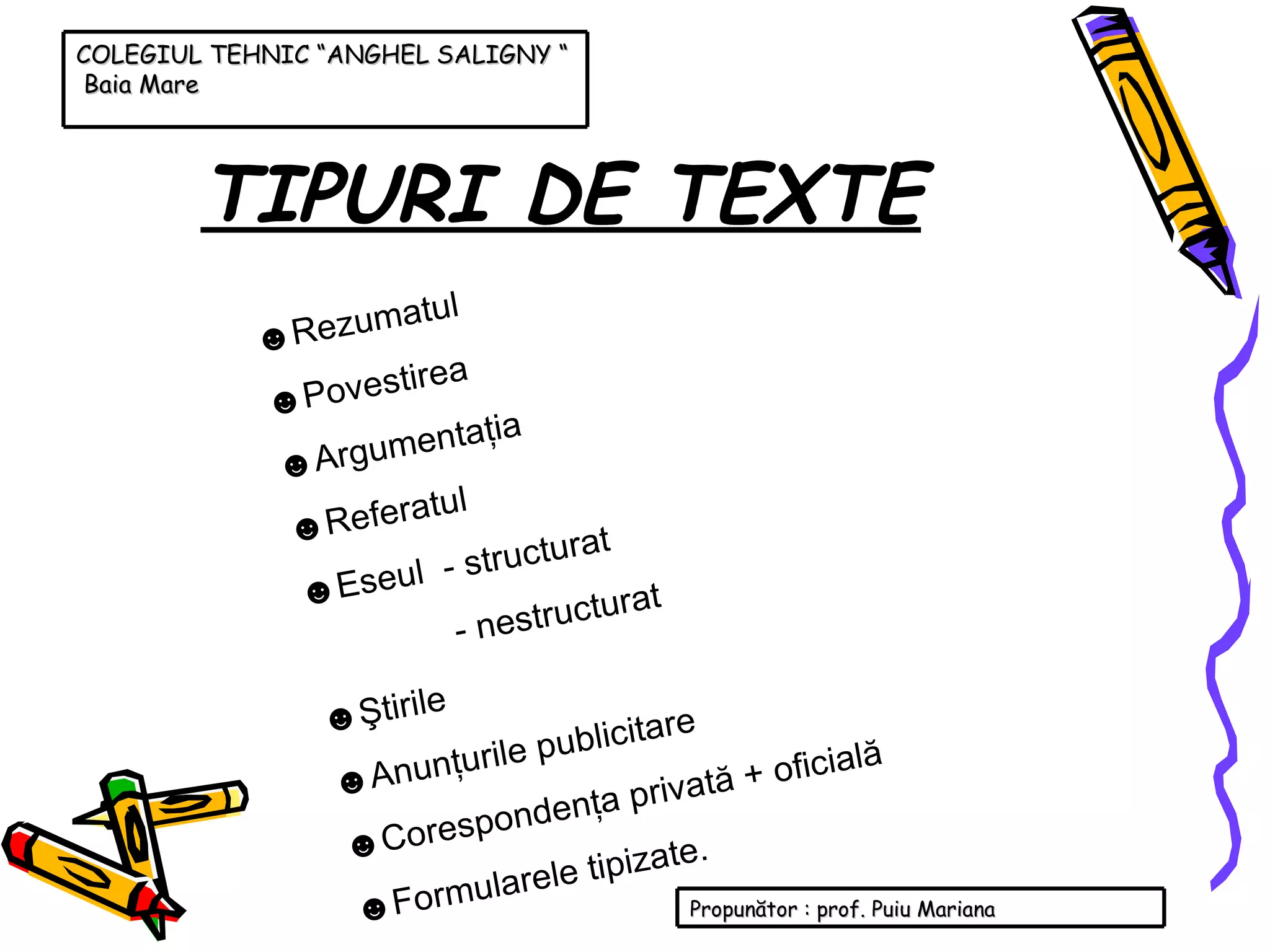 0tipuri de texte | PPT