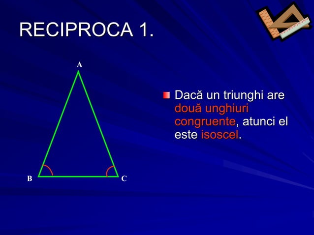 Triunghiul isoscel Propietati Lectie clasa a VI-a | PPT