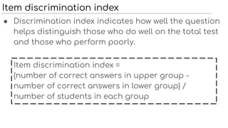 tryout test, item analysis (difficulty, discrimination) | PDF