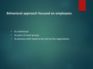 BEHAVIOURAL APPROACH TO MANAGEMENT | PPTX
