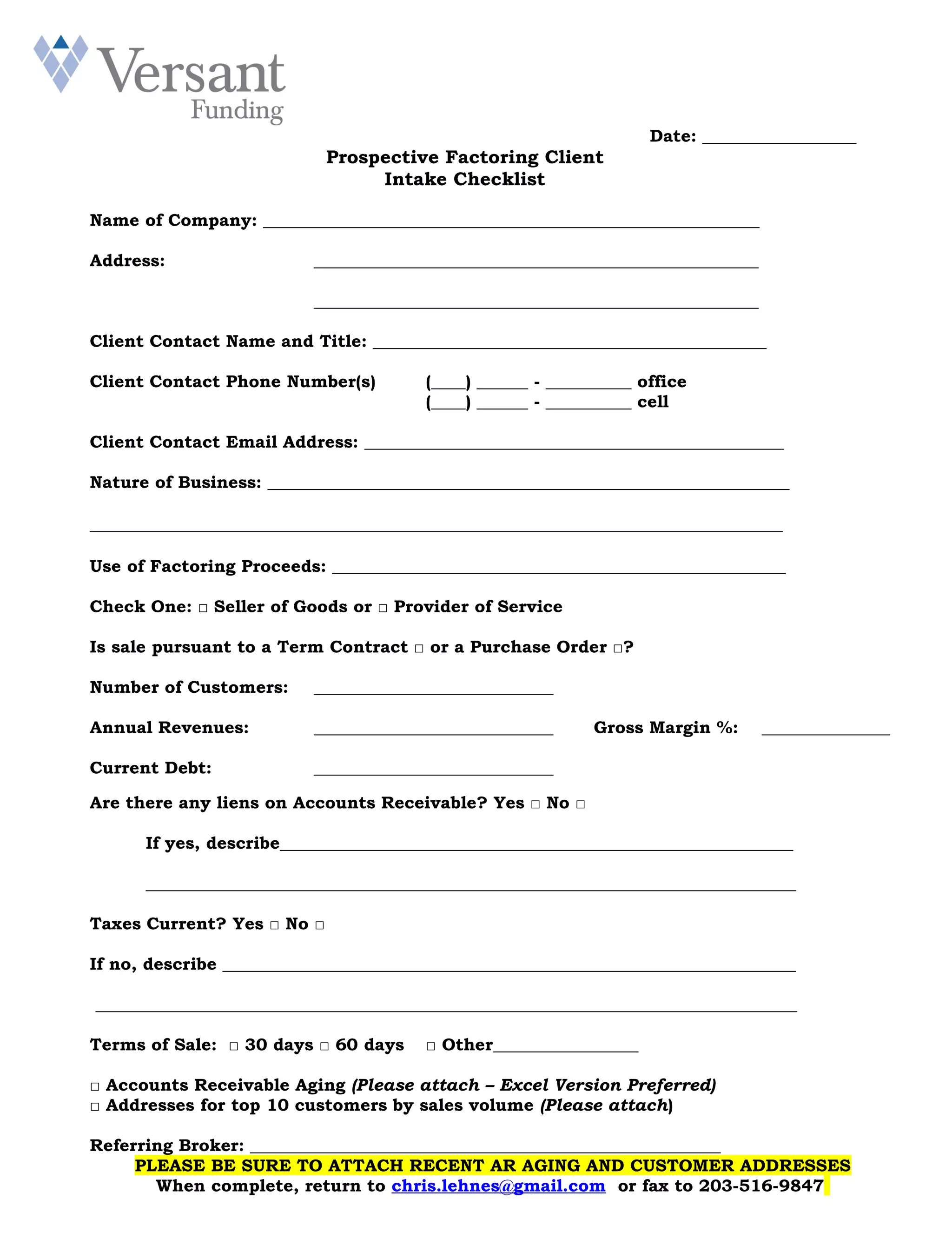 Intake Checklist | DOC