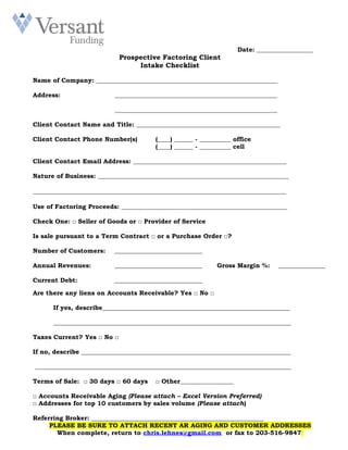 Intake Checklist | DOC