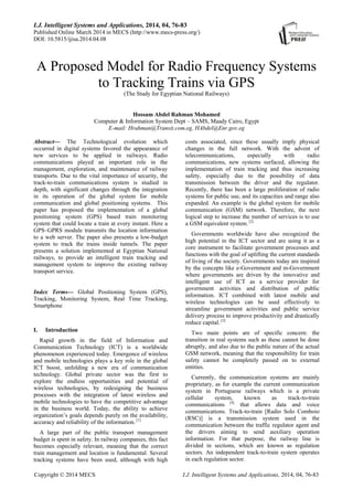 A Proposed Model for Radio Frequency Systems to Tracking Trains via GPS ...