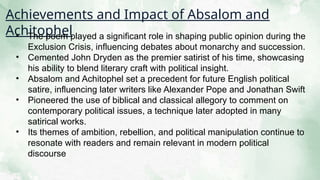 Absalom and Achitophel is the greatest English Political satire | PPTX
