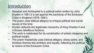 Absalom and Achitophel is the greatest English Political satire | PPTX